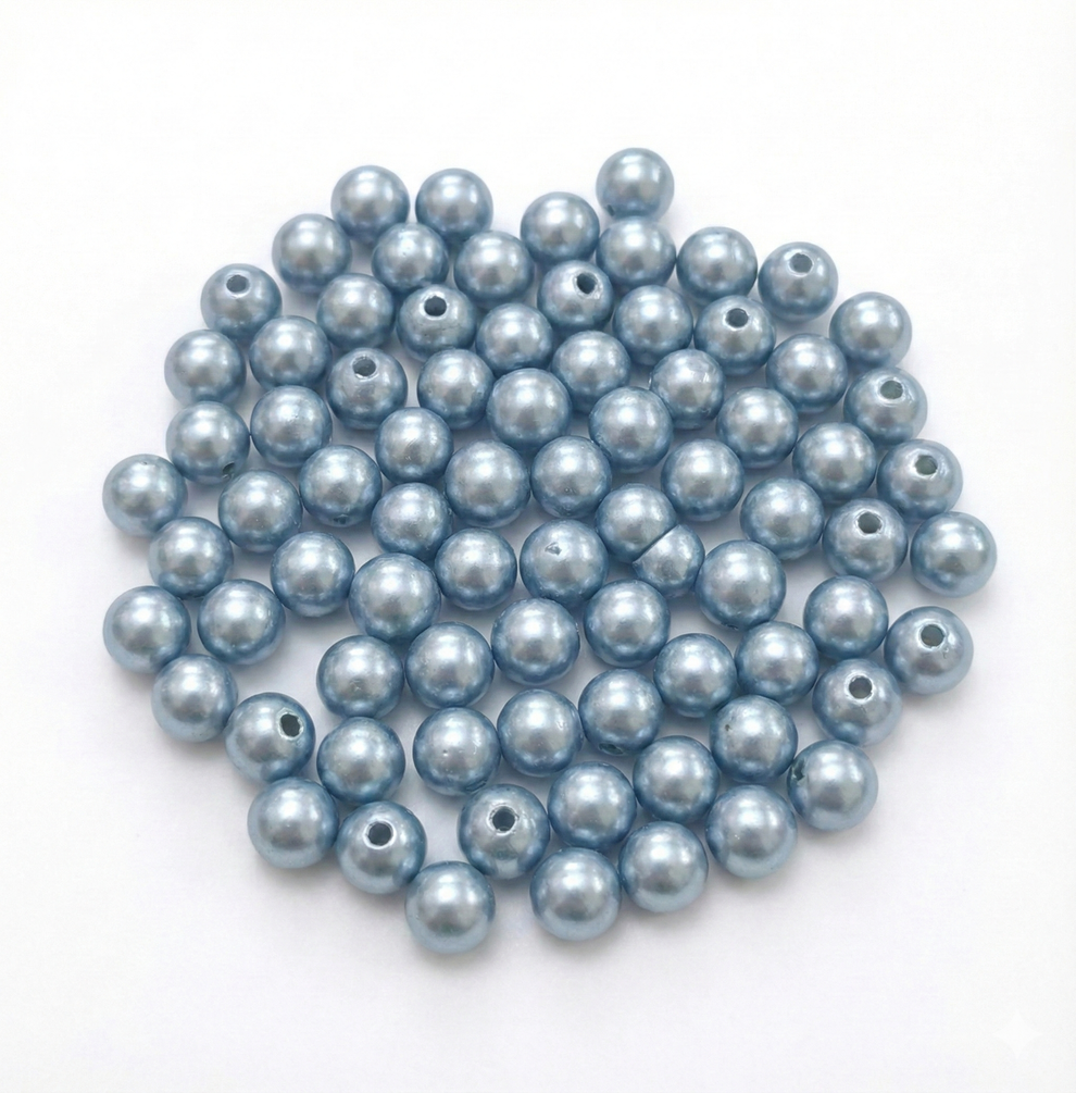 Perlas Azul Plateado Plásticas - 40gr – Artesania Angela